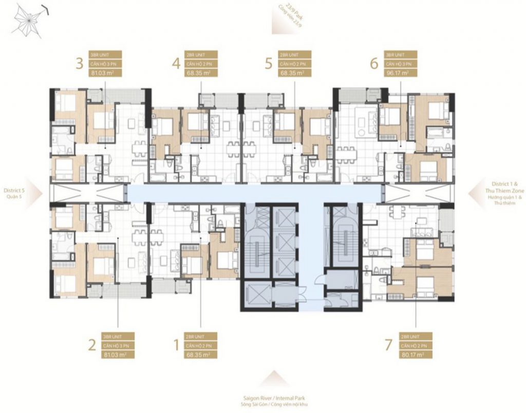 Mặt bằng layout căn hộ Grand Manhattan Novaland Quận 1 - Tường Phát Land